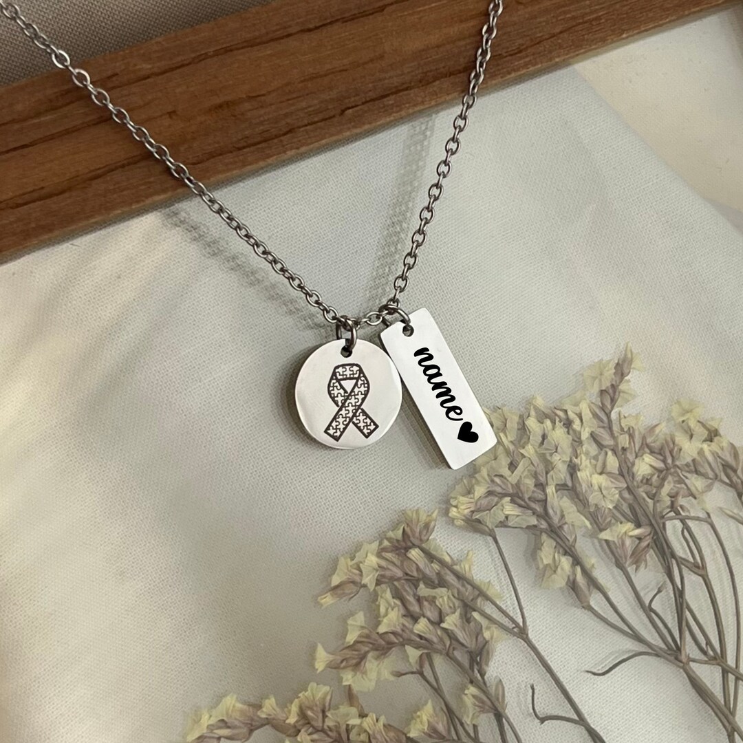 Custom Autism Puzzle Pieces Ribbon Mama Necklace - Autism Awareness ...