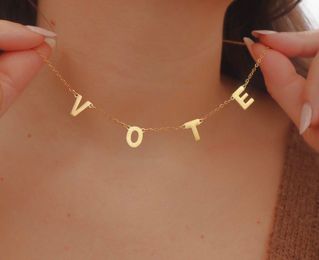 Dainty Vote Necklace: 18K Gold Plated Stainless Steel, Political ...
