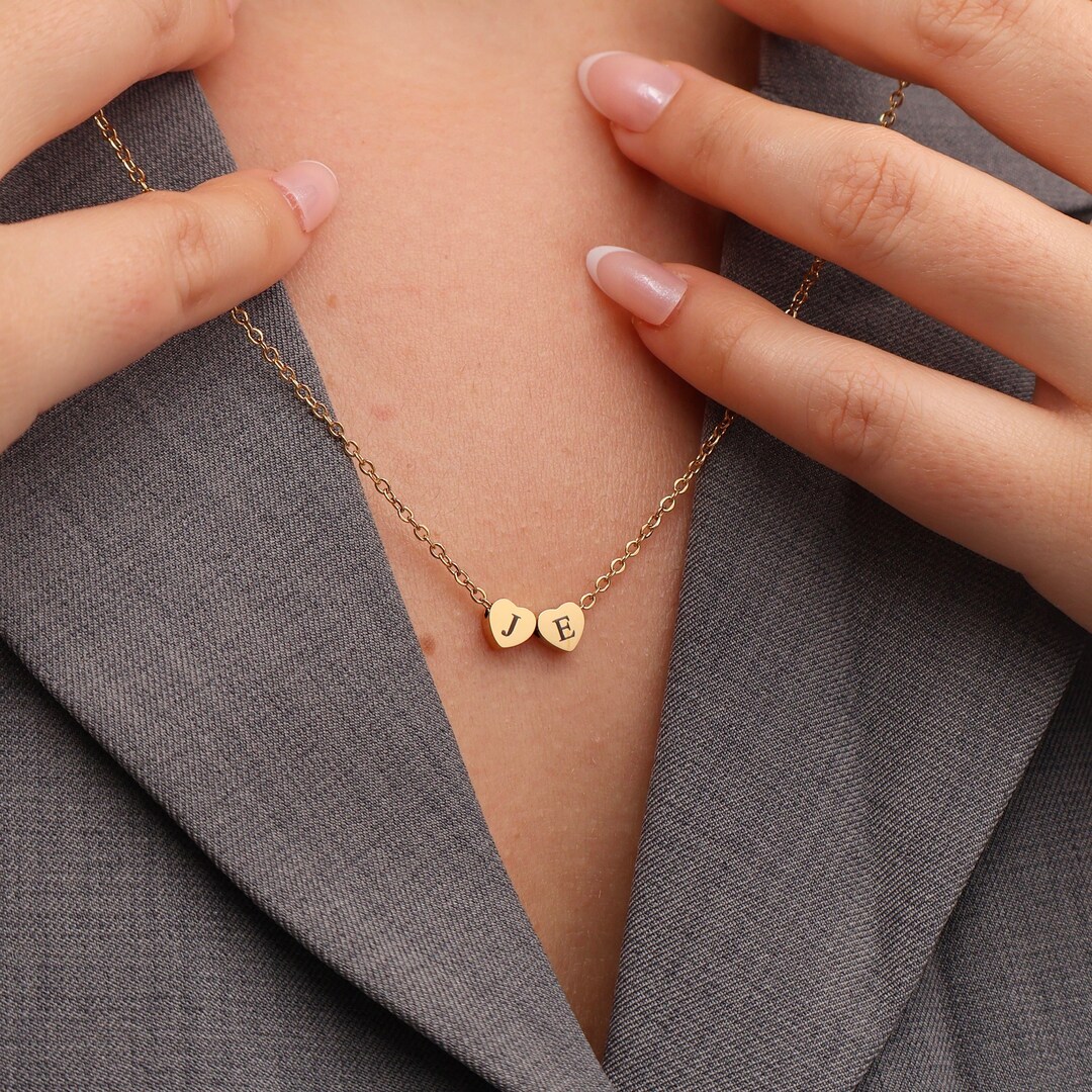Custom Initials Heart Stainless Steel Necklaces - Personalized Jewelry ...