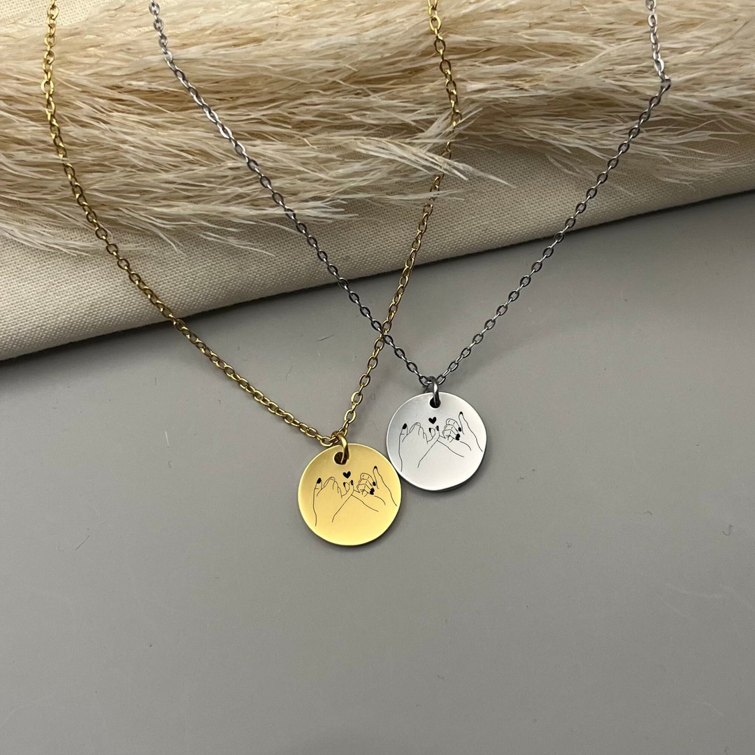 Customizable Pinky Promise Friendship Necklace in Stainless Steel ...
