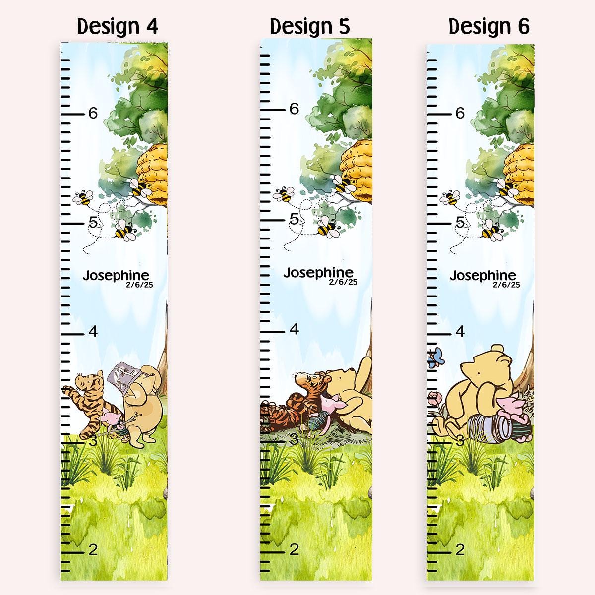 Personalized Classic Winnie the Pooh Canvas Growth Chart Nursery Decor ...
