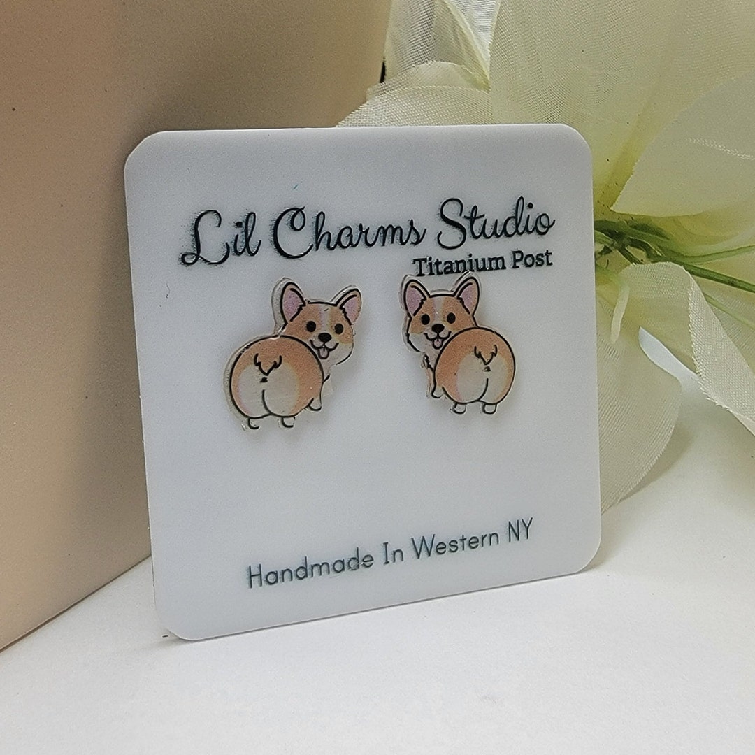 Cute Corgi Earrings Hypoallergenic Titanium Post Corgi Butt - Etsy