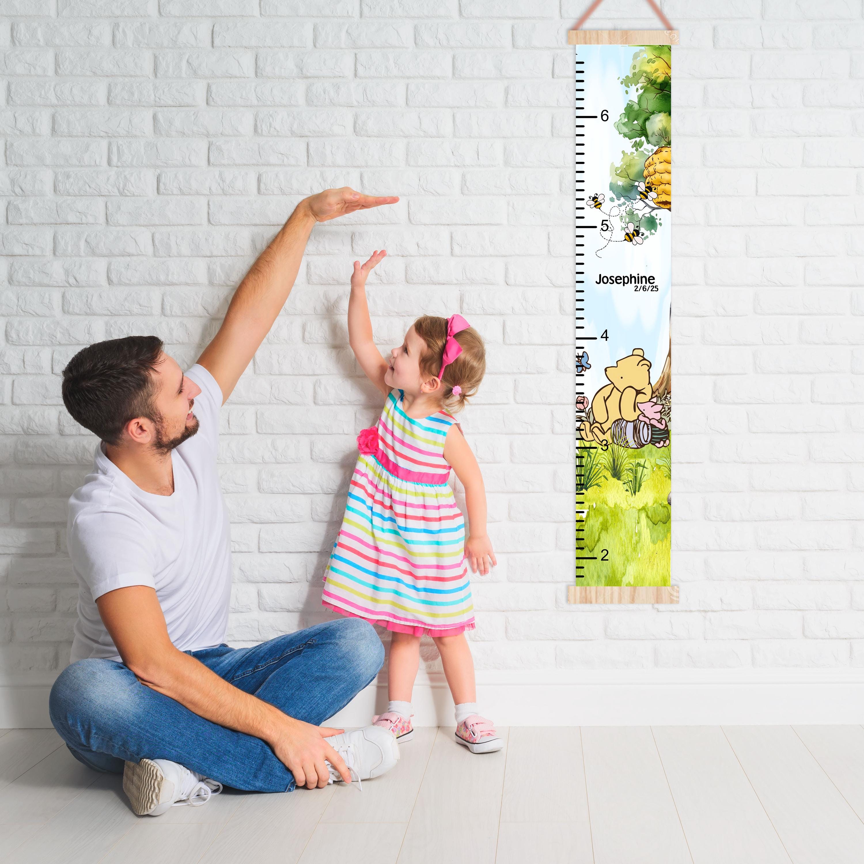 Personalized Classic Winnie the Pooh Canvas Growth Chart Nursery Decor ...