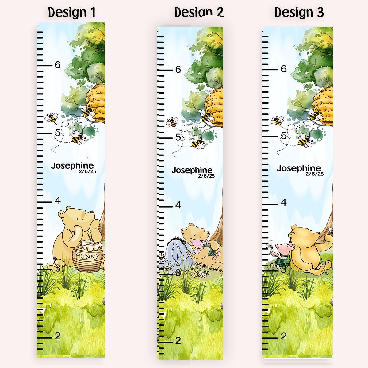 Personalized Classic Winnie the Pooh Canvas Growth Chart Nursery Decor ...