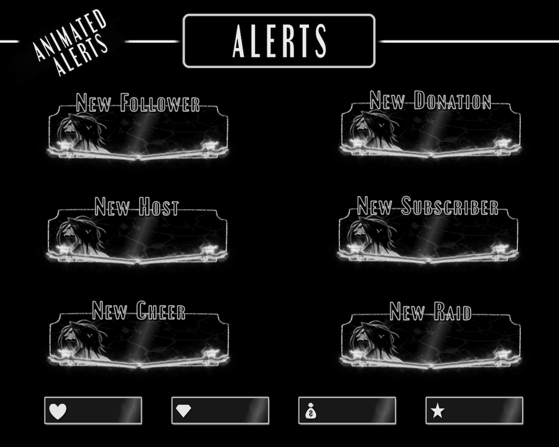 Animated Aesthetic Dark Anime Stream Overlay / Manga / Dark Girl ...