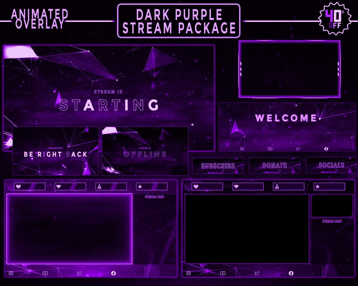Animated Minimal Dark Purple Stream Overlay / Esthetique Theme ...