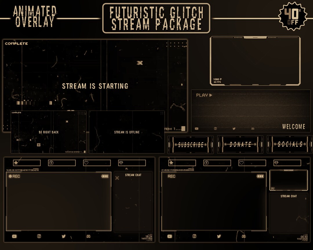 Dark Cyber Glitch Twitch Overlay / Retro / Futuristic / Sci-fi / Horror ...