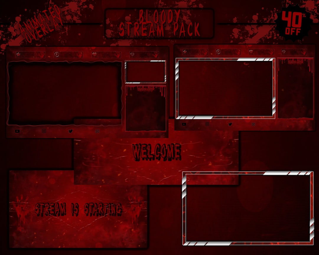 Animated Bloody Stream Overlay / Full Twitch Pack / Dark - Red ...