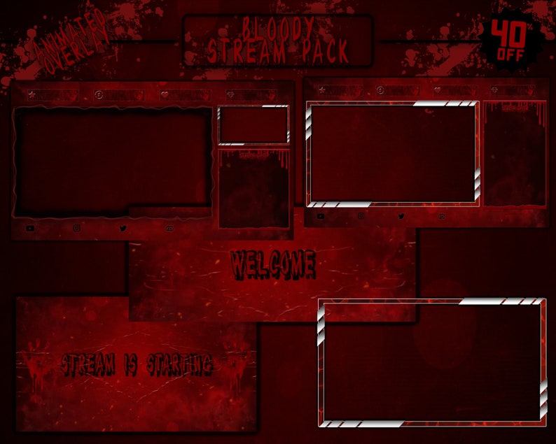 Animated Bloody Stream Overlay / Full Twitch Pack / Dark - Red ...