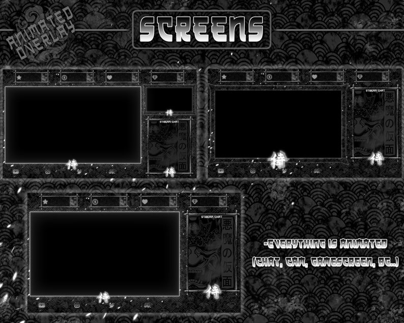 Animated Demon Stream Overlay / Samuraï / Oni / Mask / Dark Theme ...