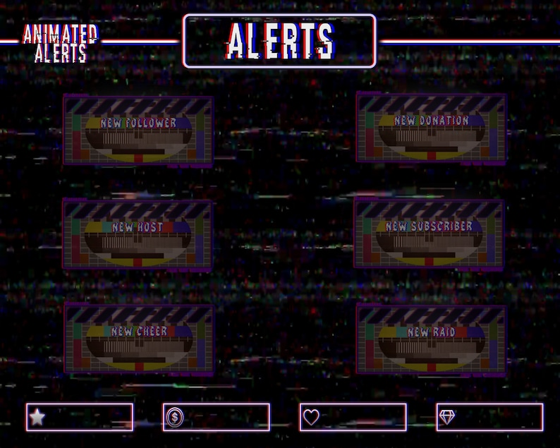 Animated RGB Glitch Stream Overlay / Full Package / Retro TV / CRT ...