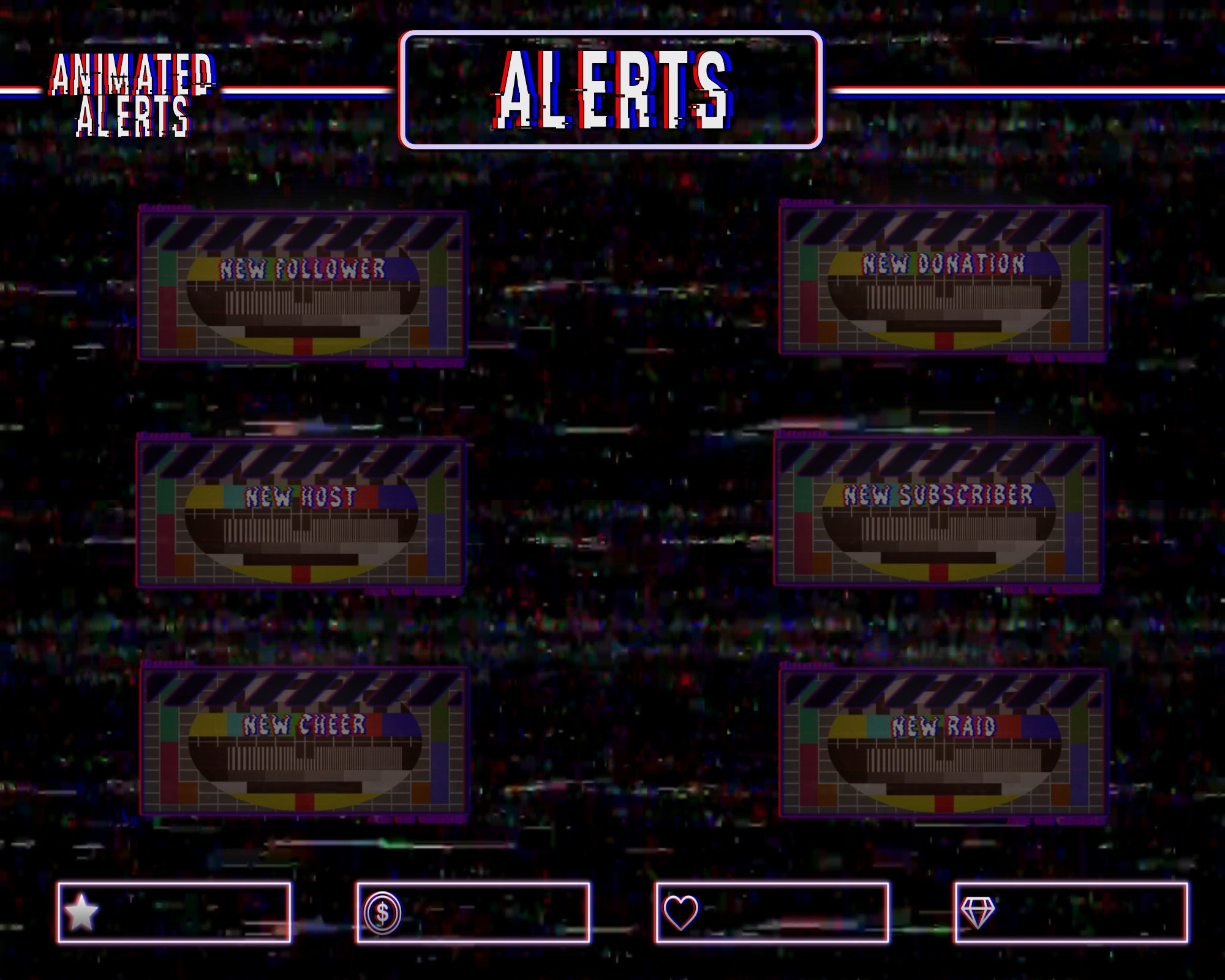 Animated RGB Glitch Stream Overlay / Full Package / Retro TV / CRT ...