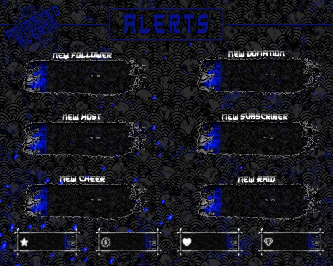 Animated Blue Akuma Stream Overlay / Samuraï / Oni Mask / Dark and Blue ...