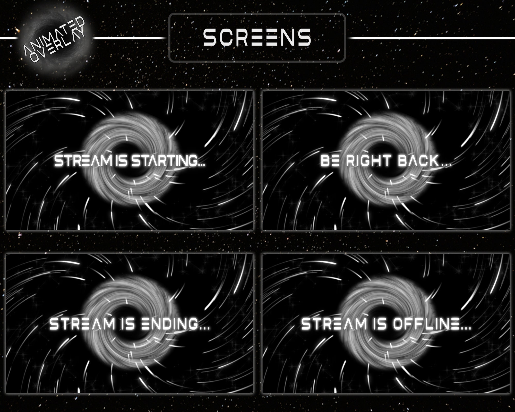 Animated Void Space Stream Overlay / Full Twitch Pack / Dark / Stars ...