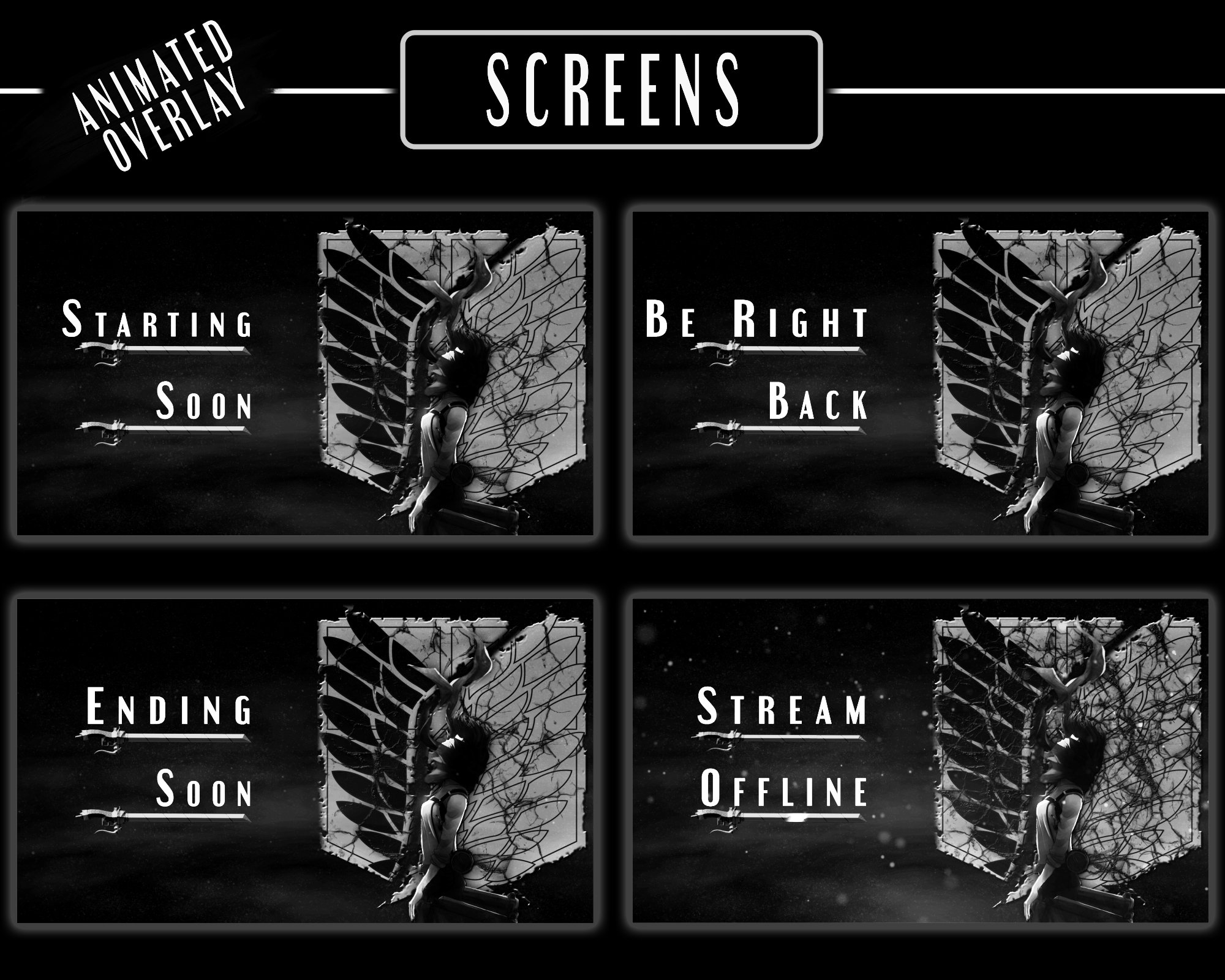 Animated Aesthetic Dark Anime Stream Overlay / Manga / Dark Girl ...