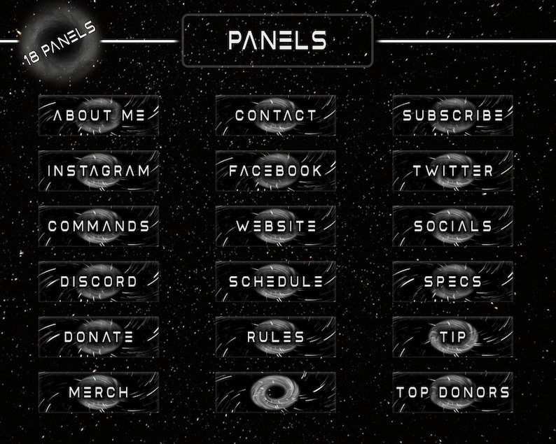 Animated Void Space Stream Overlay / Full Twitch Pack / Dark / Stars / Animated Screens, Alerts ...