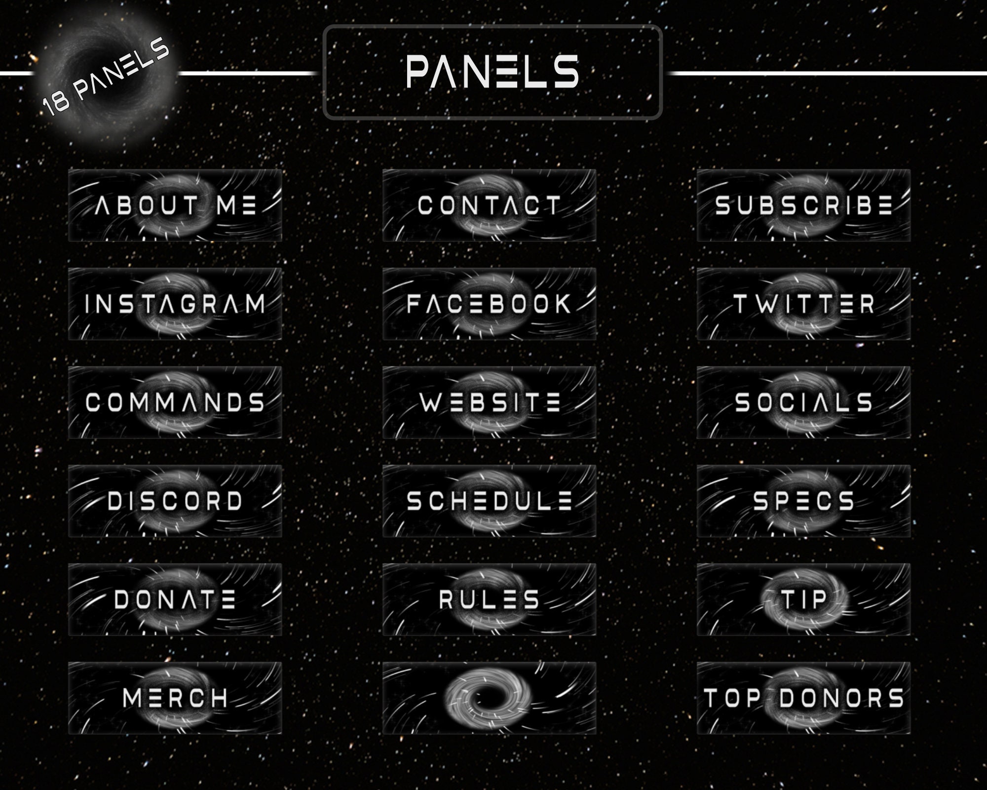 Animated Void Space Stream Overlay / Full Twitch Pack / Dark / Stars ...