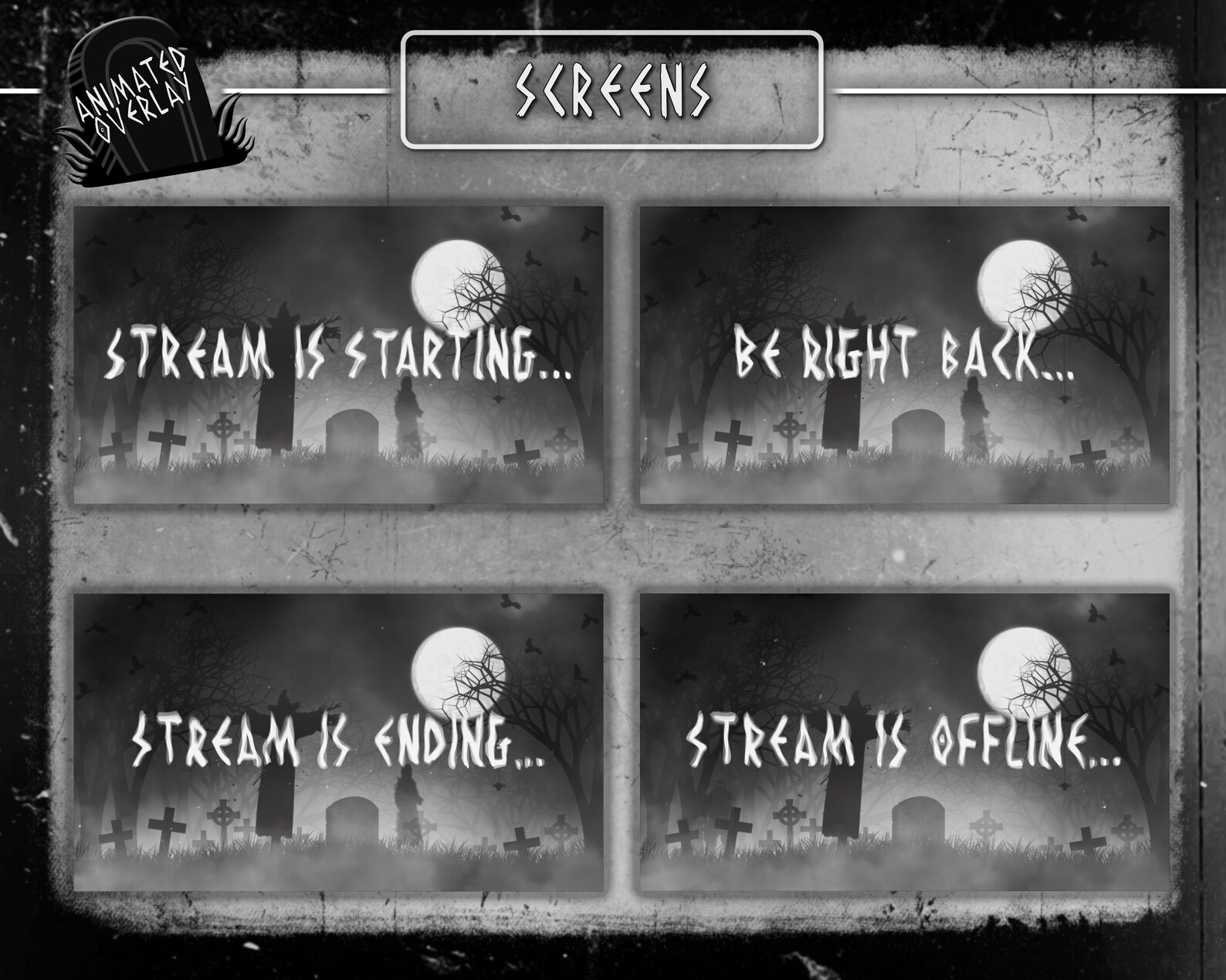 Animated Horror Stream Overlay / Full Twitch Pack / Dark&goth ...