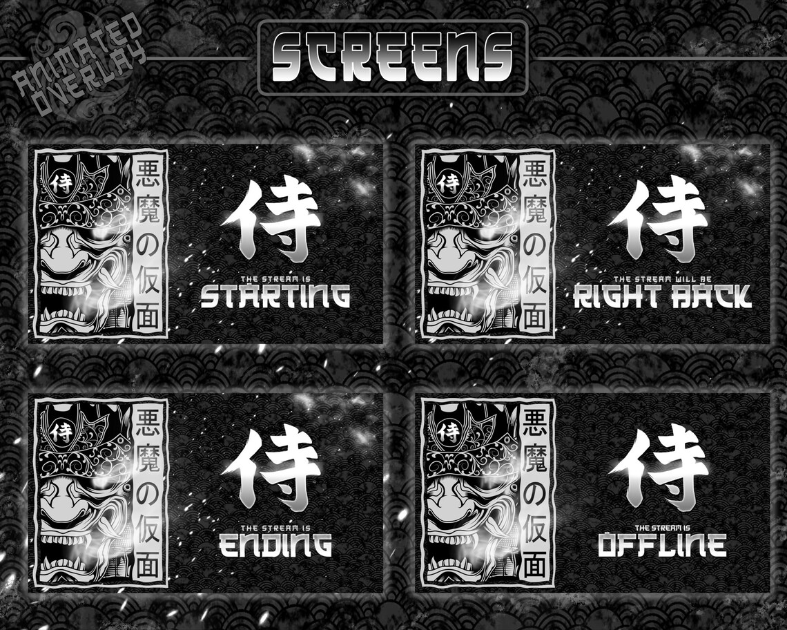 Animated Demon Stream Overlay / Samuraï / Oni / Mask / Dark Theme ...
