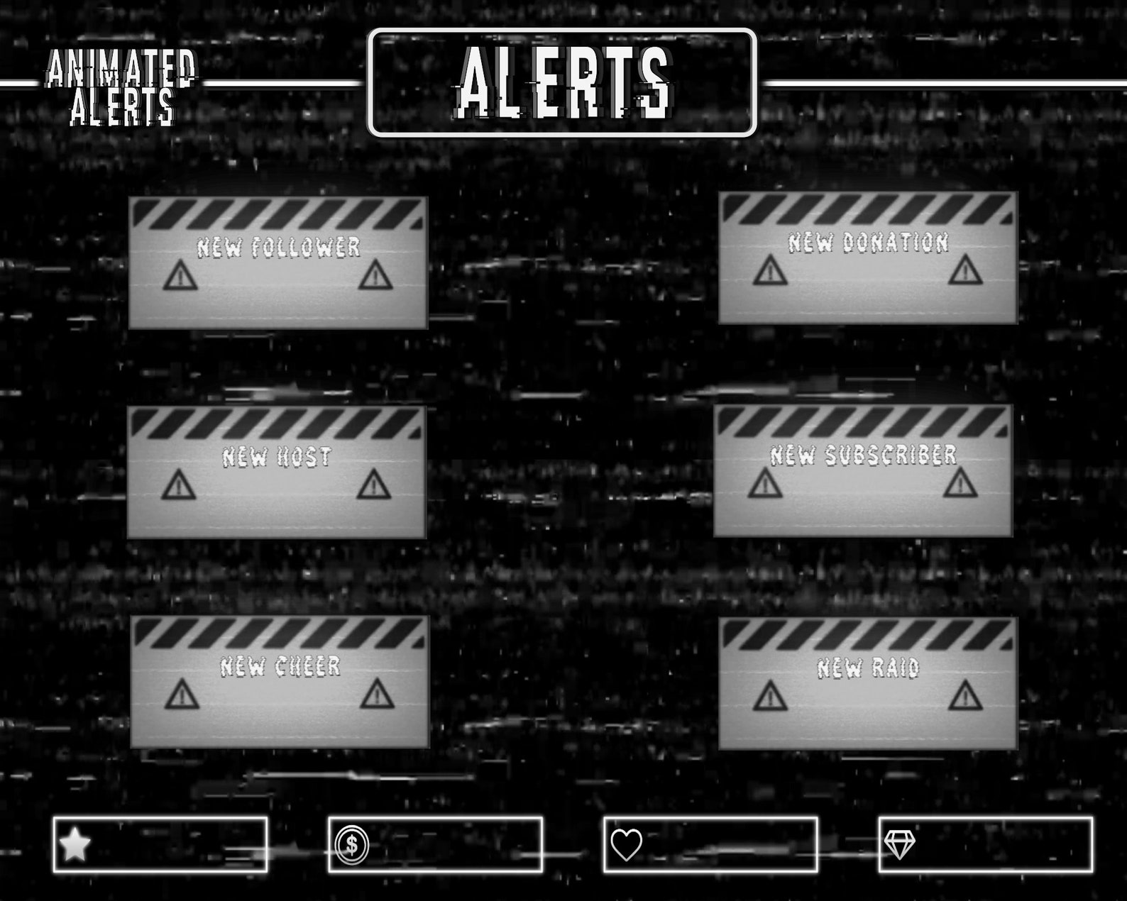 Dark Retro TV Stream Overlay / Full Package / Glitch / VHS / CRT ...