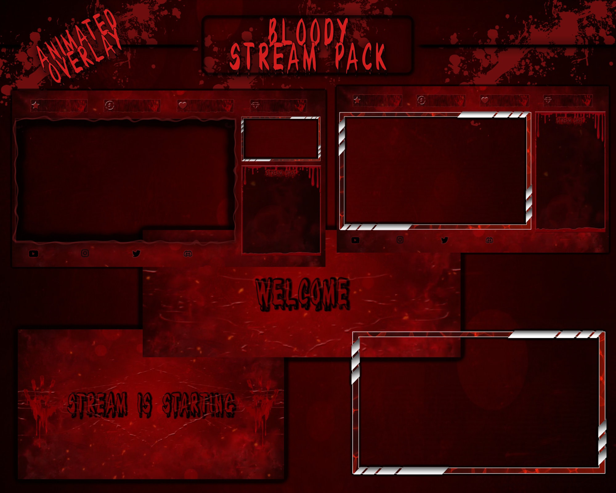 Animated Bloody Stream Overlay / Full Twitch Pack / Goth - Etsy UK