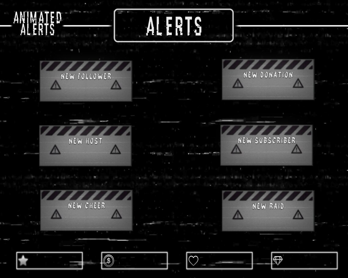 Animated Dark VHS Stream Overlay / Full Package / TV Glitch / CRT ...