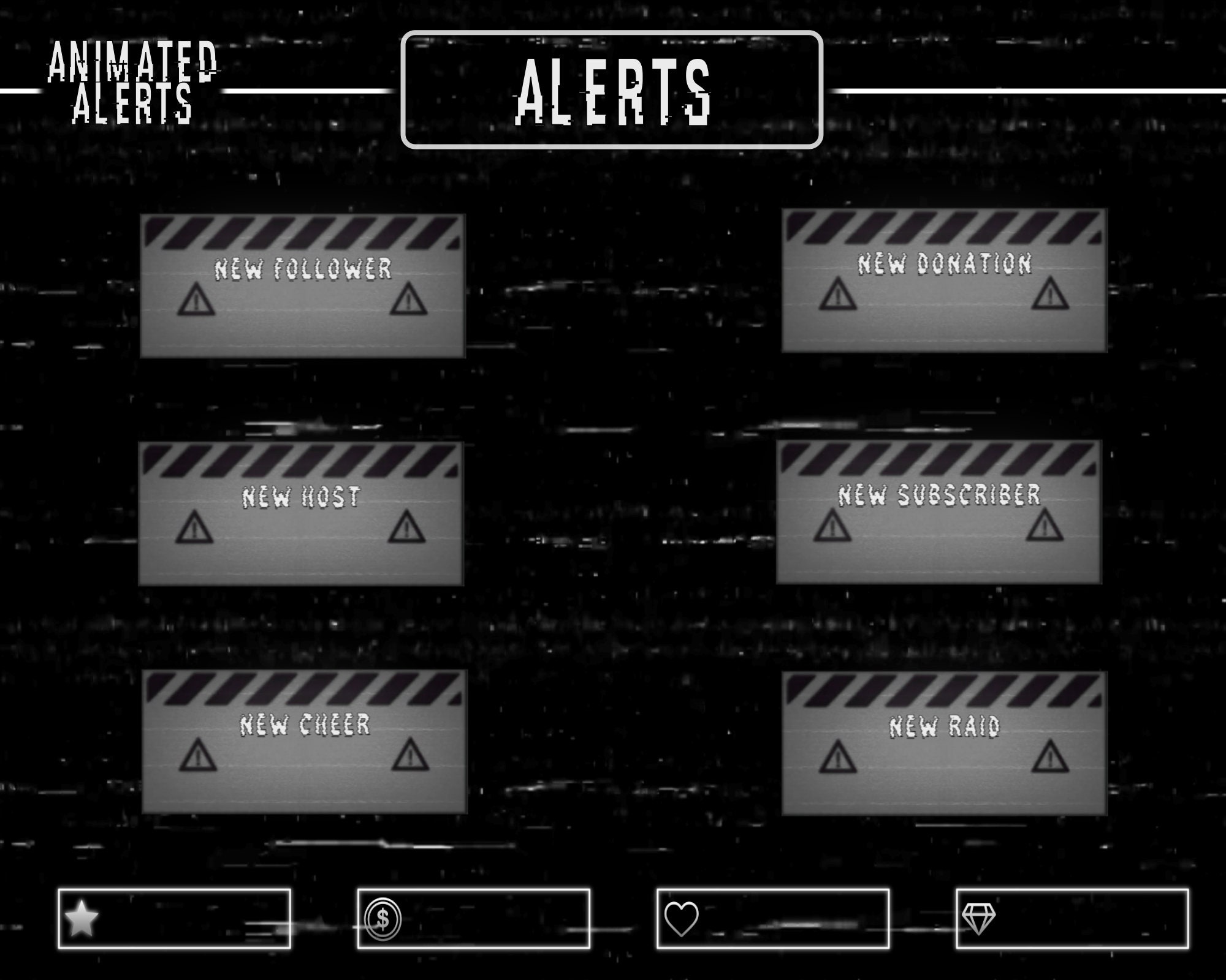 Animated Dark VHS Stream Overlay / Full Package / TV Glitch / CRT ...