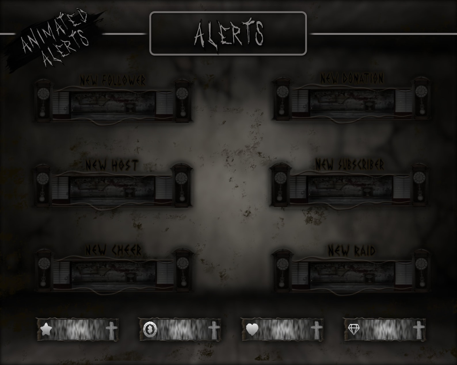 Animated Goth Horror Stream Overlay / Full Twitch Pack / Dark ...