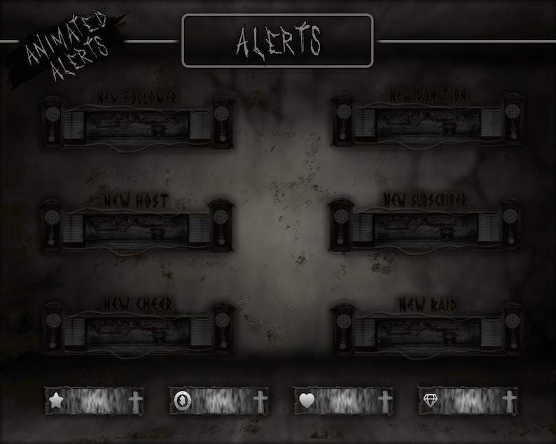 Animated Goth Horror Stream Overlay / Full Twitch Pack / Dark ...