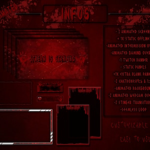 Animated Bloody Stream Overlay / Full Twitch Pack / Dark - Red ...