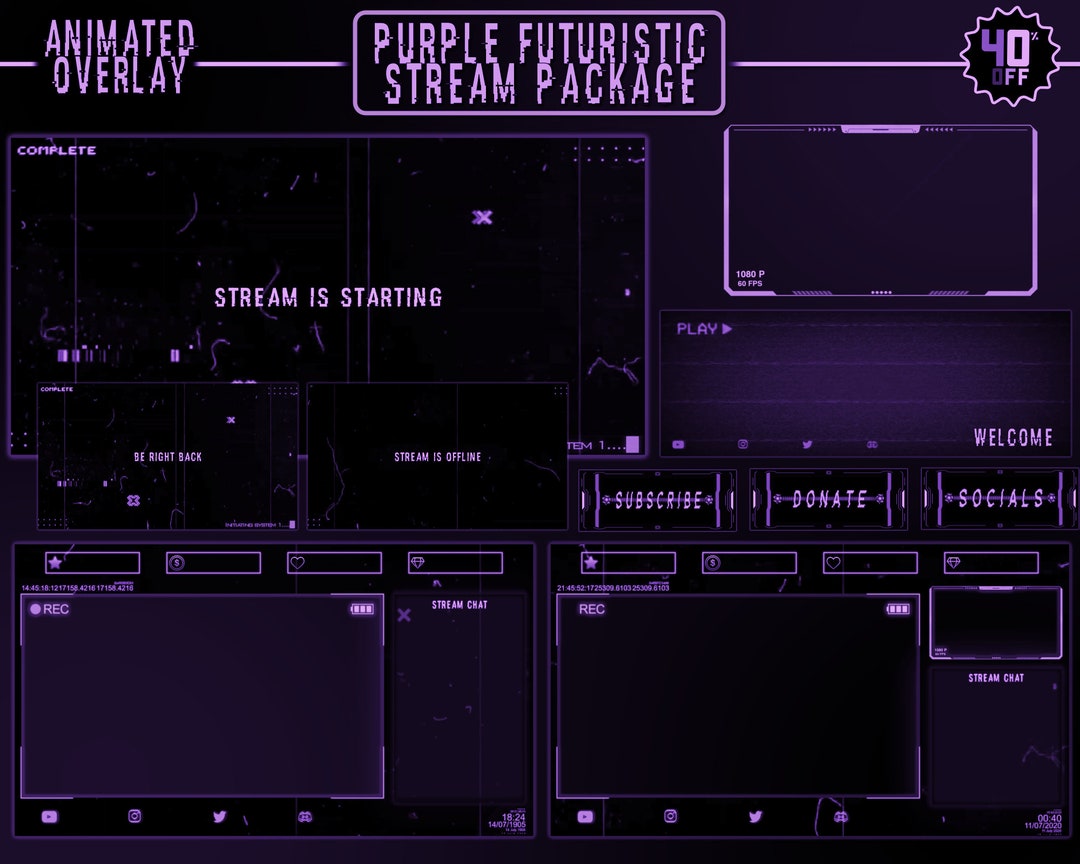 Animated Purple Glitch Stream Overlay / Dark / Futuristic / Sci-fi ...