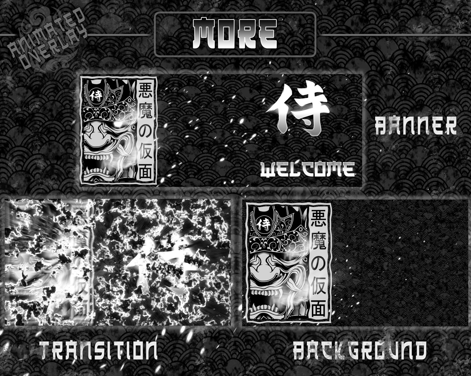 Animated Demon Stream Overlay / Samuraï / Oni / Mask / Dark Theme ...