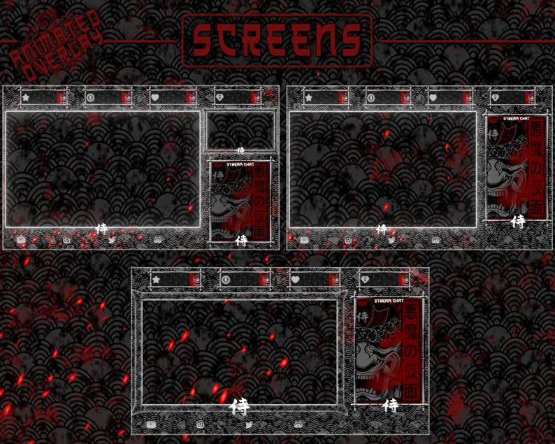 Animated Oni Mask Overlay / Akuma / Samuraï / Full Twitch Pack / Red ...