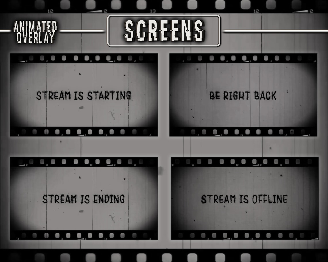 Animated Horror VHS Twitch Stream Overlay / Glitch & Noise / Old Movie ...