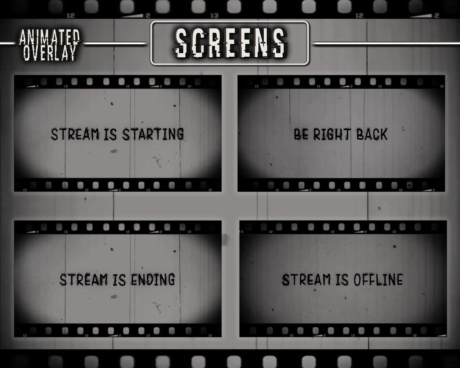 Animated Horror VHS Twitch Stream Overlay / Glitch & Noise / Old Movie ...