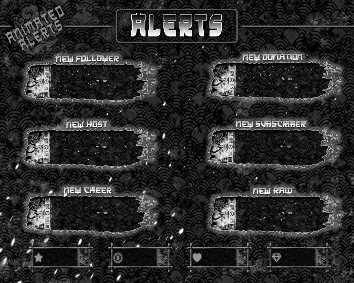 Animated Demon Stream Overlay / Samuraï / Oni / Mask / Dark Theme ...