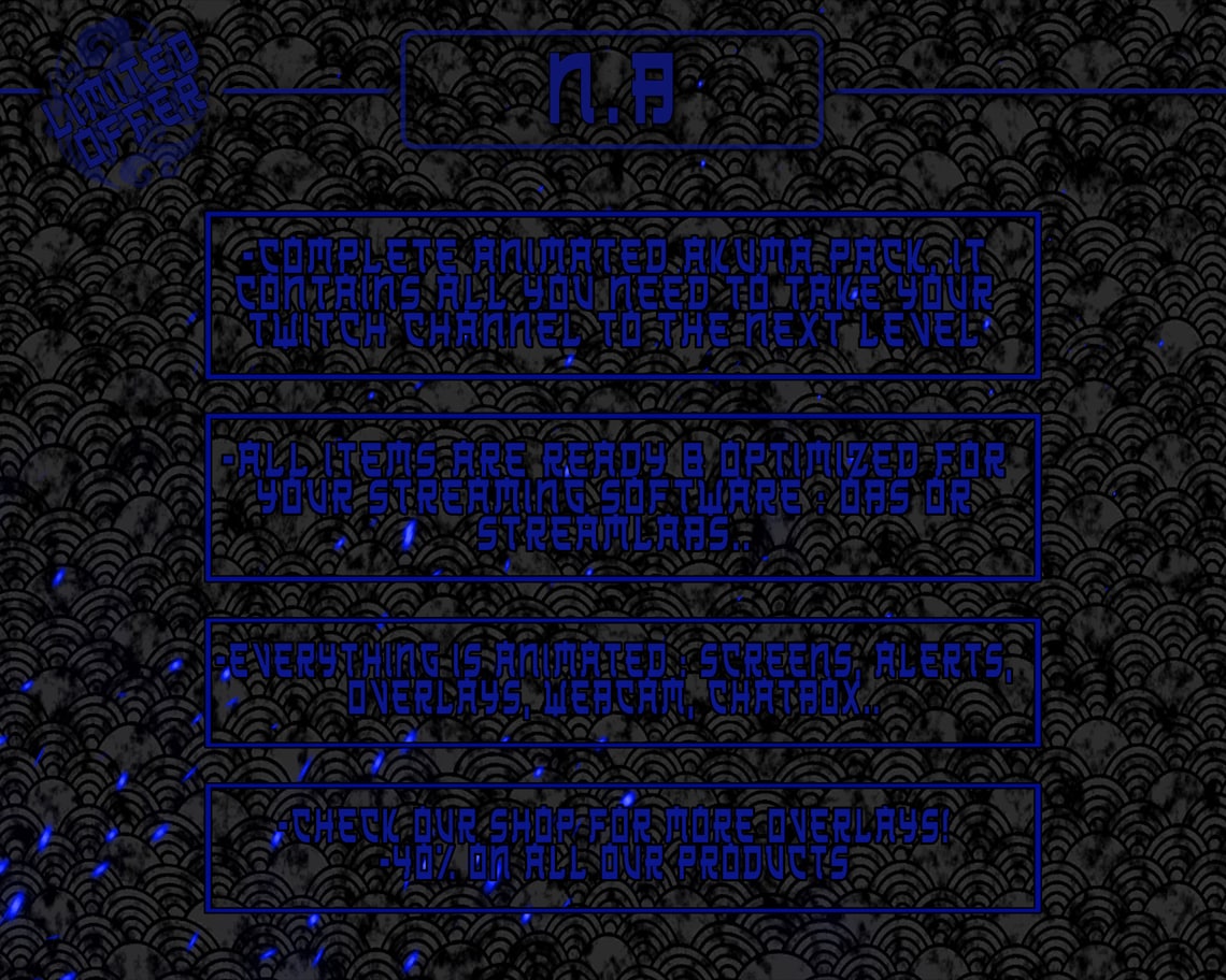 Animated Blue Akuma Stream Overlay / Samuraï / Oni Mask / Dark and Blue ...