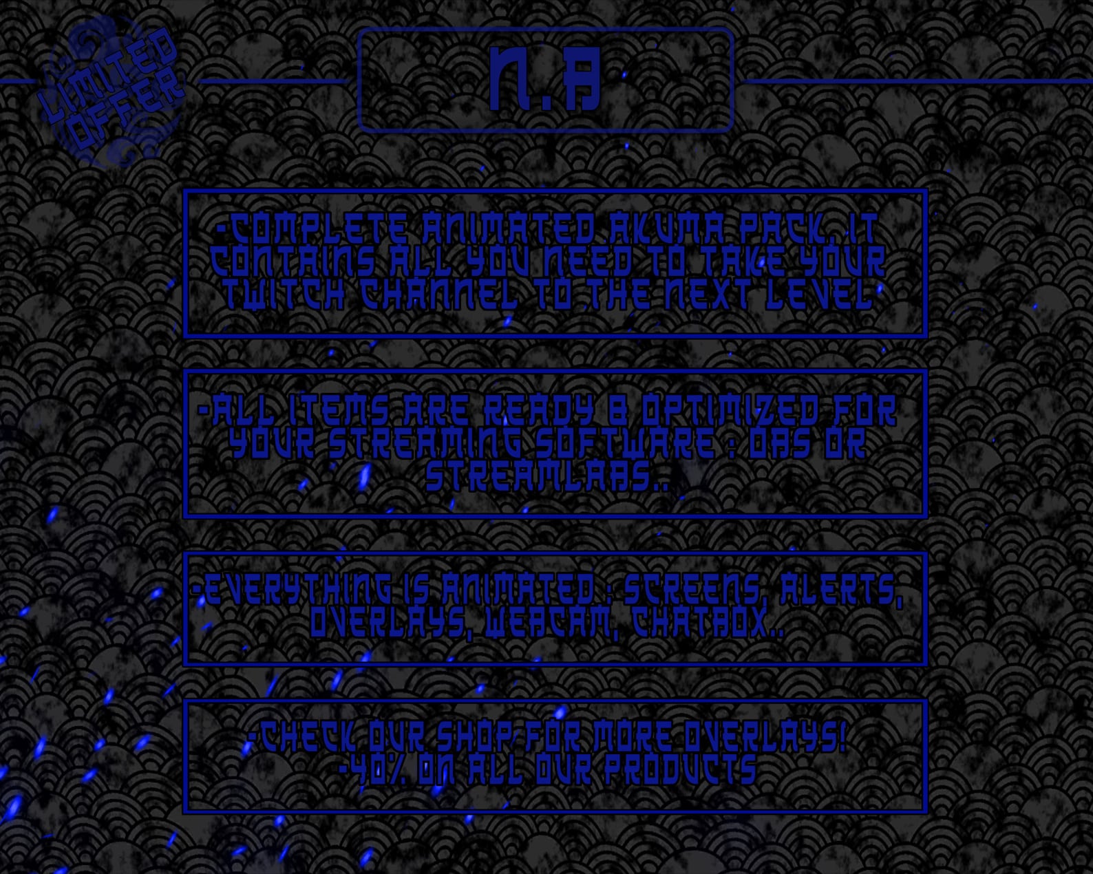 Animated Blue Akuma Stream Overlay / Samuraï / Oni Mask / Dark and Blue ...