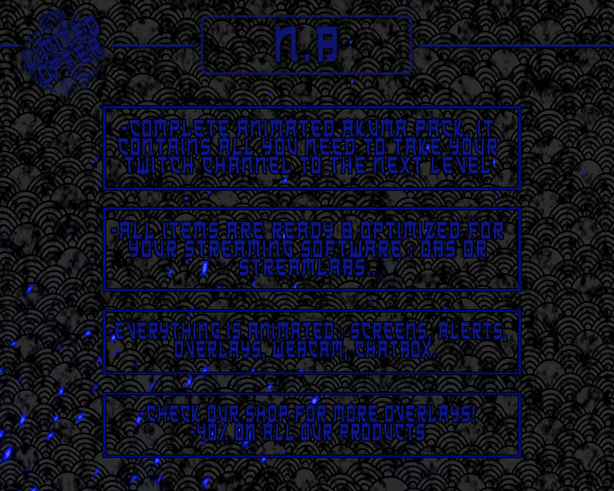 Animated Blue Akuma Stream Overlay / Samuraï / Oni Mask / Dark and Blue ...