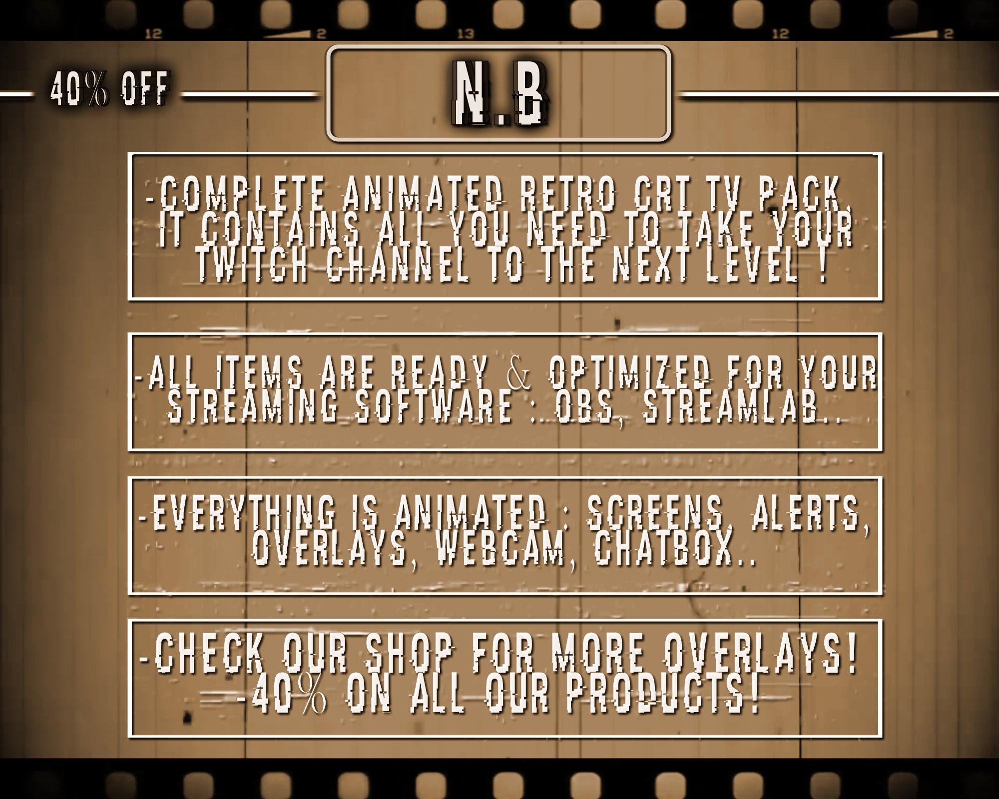 Scary Retro Twitch Stream Overlay / Cinematic Noise / Glitch / VHS, VCR ...