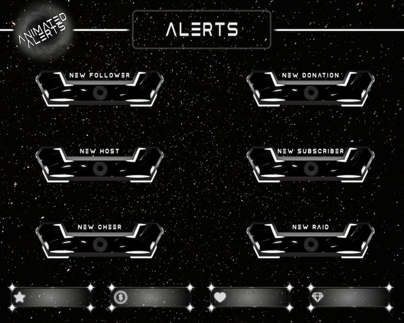 Animated Void Space Stream Overlay / Full Twitch Pack / Dark / Stars ...