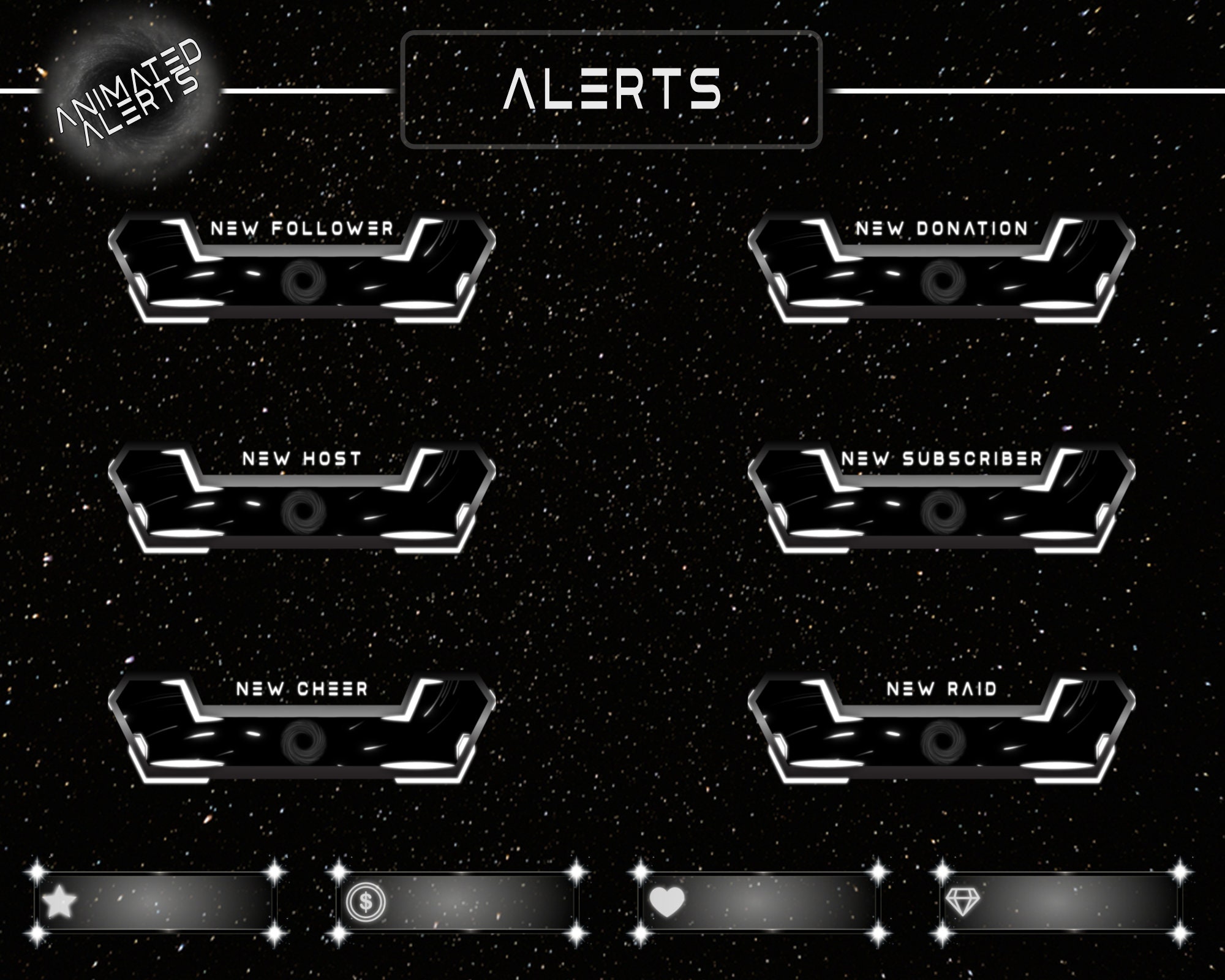 Animated Void Space Stream Overlay / Full Twitch Pack / Dark / Stars ...