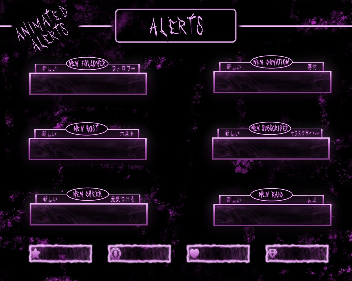 Animated Dark Pink Anime Stream Overlay / Full Twitch Pack / Psycho ...