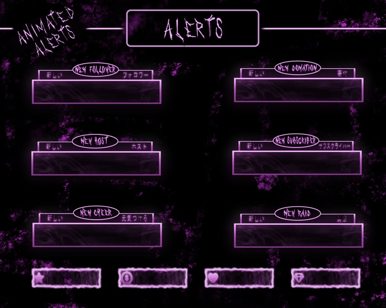 Animated Dark Pink Anime Stream Overlay / Full Twitch Pack / Psycho ...