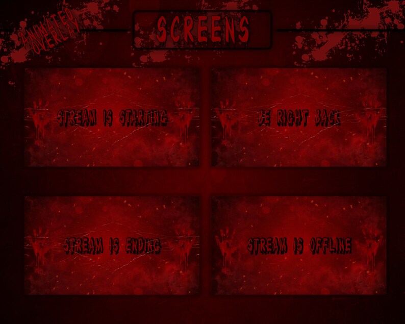 Animated Bloody Stream Overlay / Full Twitch Pack / Dark - Red ...