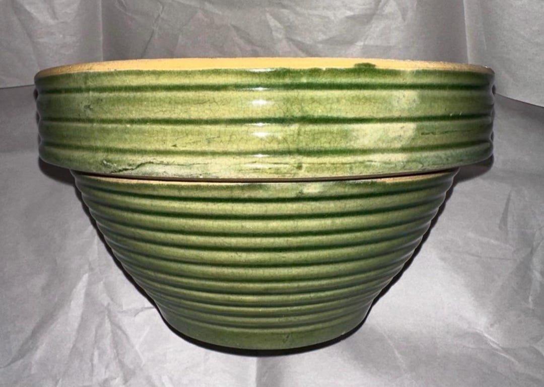 Vintage Mccoy Green Ware Ribbed Beehive Mixing Bowl #8 - Etsy