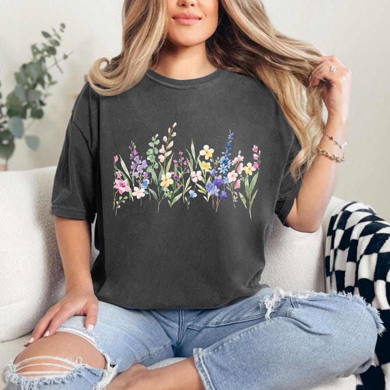 Comfort Colors Wildflower Shirt Floral Cottagecore Boho Botanical Tee ...
