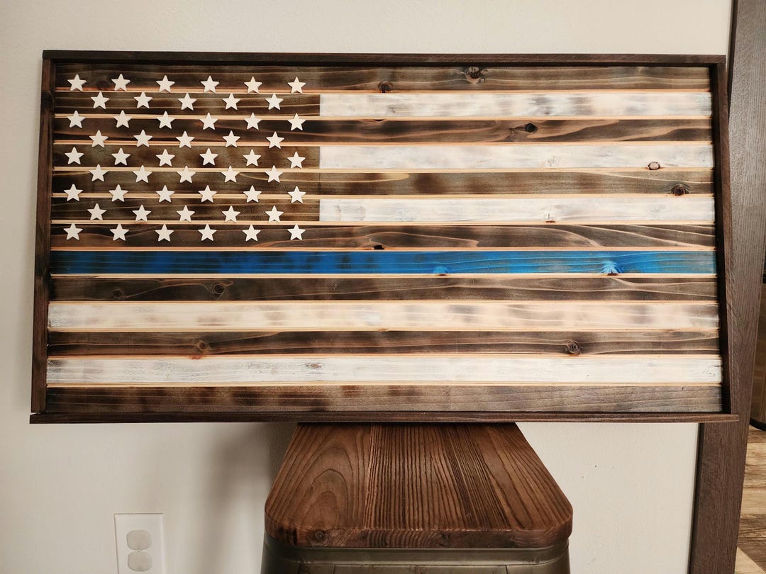Thin Blue Line Wooden Flag - Etsy