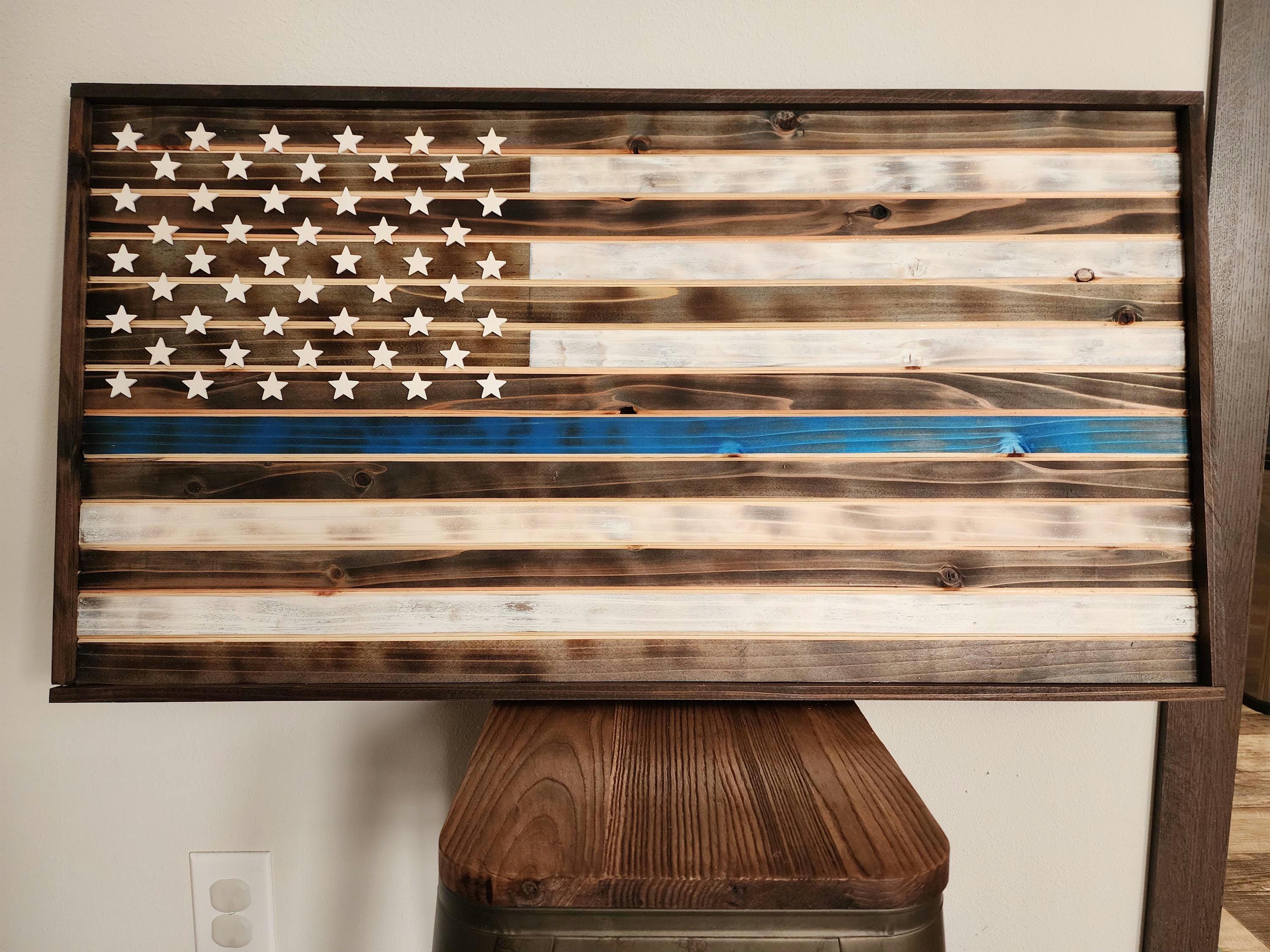 Thin Blue Line Wooden Flag - Etsy