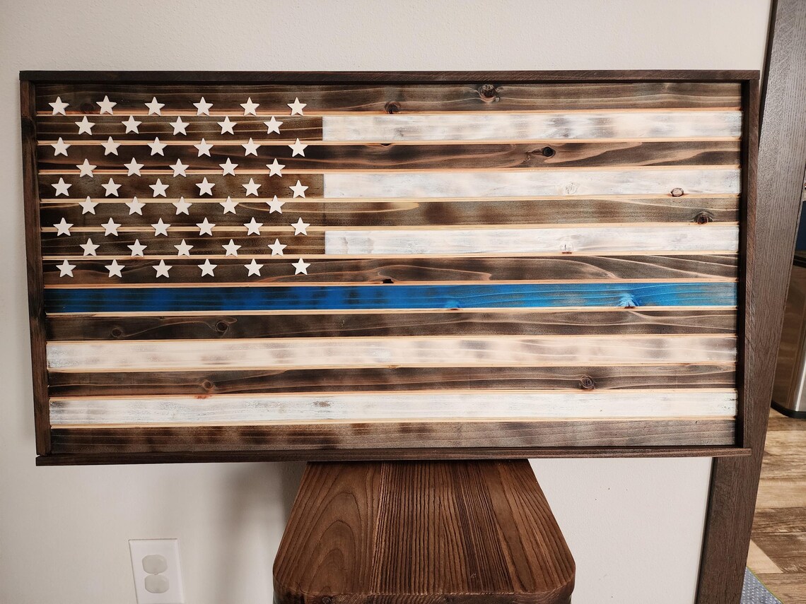 Thin Blue Line Wooden Flag - Etsy